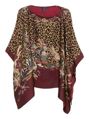 ETRO ETRO Leopard-Print Floral Pattern Poncho