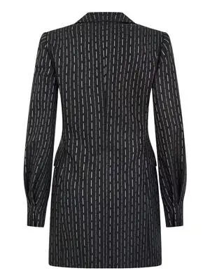 Alberta Ferretti Pinstripe Notched Lapel Blazer - Black
