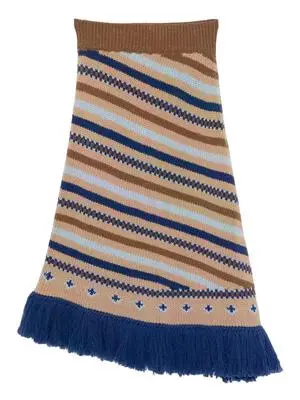 Alanui Striped Fringed Hem Midi Skirt - Neutrals