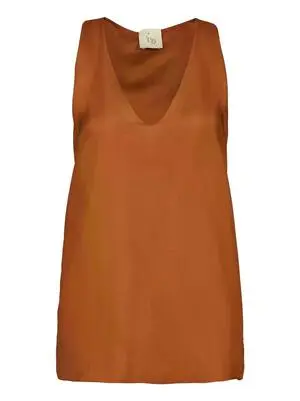 PAULA Serena V-neck Silk Tank Top - Orange