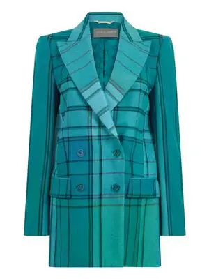 Alberta Ferretti Double-breasted Checkered Blazer - Blue