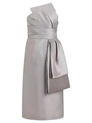 Alberta Ferretti Draped Bow Detail Midi Dress - Grey