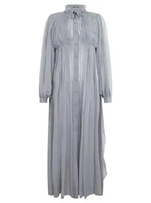 Alberta Ferretti Maxi Dress With Ruffled Collar - Grey