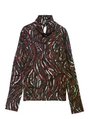 Proenza Schouler White Label Abstract Print High Neck Top - Brown
