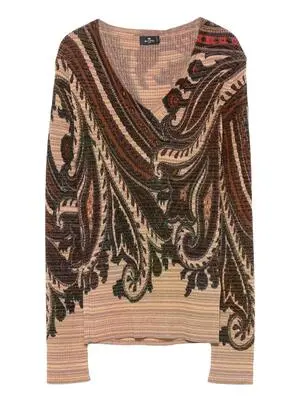 Etro Paisley Print V-neck Sweater - Brown