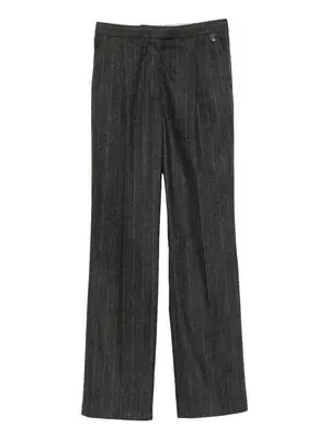 Herno Charcoal Pinstripe Pleated Tailored Trousers - Grey