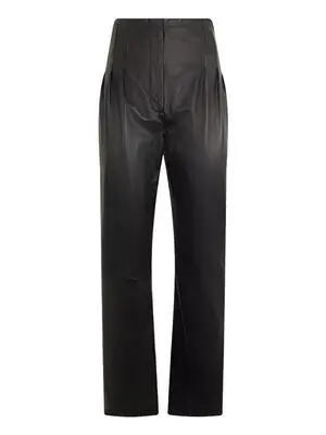 ALBERTA FERRETTI Alberta Ferretti Pleated Leather Wide Leg Trousers