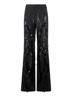 Alberta Ferretti Sequin-embellished Palazzo Pants - Black