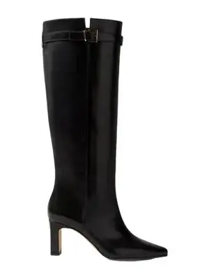 Claudie Pierlot Leather Buckle Detail Knee High Boots - Black