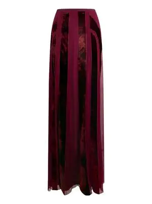 Alberta Ferretti Velvet Panelled Pleated Maxi Skirt - Red
