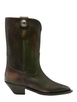 VIA ROMA 15 Western-style Pointed-toe Leather Boots - Brown