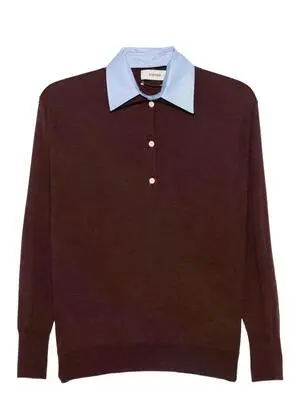 SYSTEM Button-placket Fine Knit Sweater - Purple