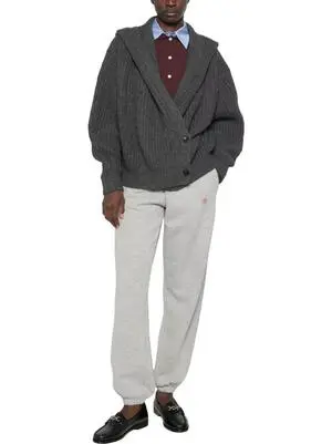 SYSTEM Ribbed-knit Hooded Cardigan With Shawl Lapels - Grey