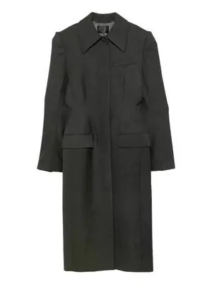 MUGLER Padded-shoulder Concealed-fastening Coat - Grey