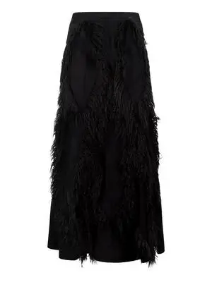 Alberta Ferretti Fringed Panelled Maxi Skirt - Black