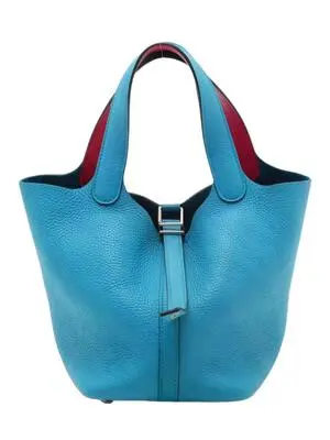 Hermès Hermès Clemence And Swift Picotin Lock 18 Eclat Handbag Blue