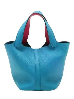 Hermès Clemence And Swift Picotin Lock 18 Eclat Handbag - Blue