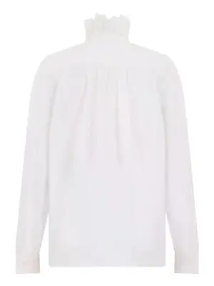 Alberta Ferretti Ruffled High Neck Long Sleeve Blouse - White