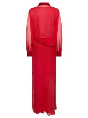 Alberta Ferretti Silk Maxi Dress With Knot Detail - Red