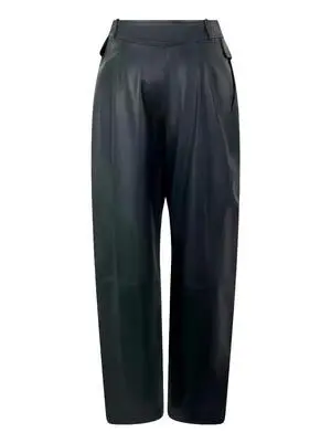 Alberta Ferretti High-waisted Pleated Leather Trousers - Green