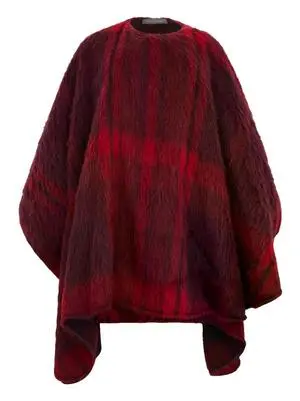 Alberta Ferretti Check-pattern Mohair-blend Poncho - Red