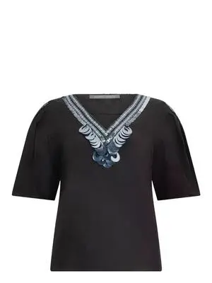 ALBERTA FERRETTI Alberta Ferretti Embellished Embroidered V-Neck Top