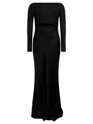 ALBERTA FERRETTI Alberta Ferretti Black Scoop Neck Long Sleeve Maxi Dress