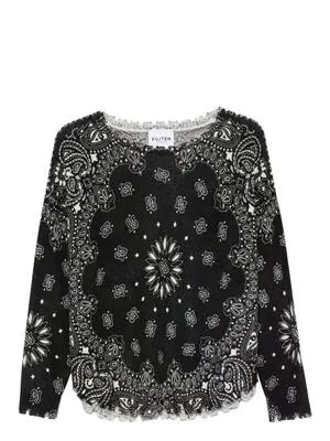 KUJTEN Bandana Print Sweater - Black