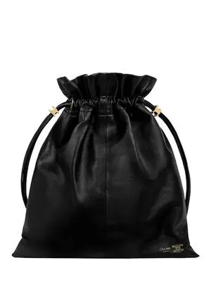 Celine Leather Crossbody Bag With Triomphe Logo - Black