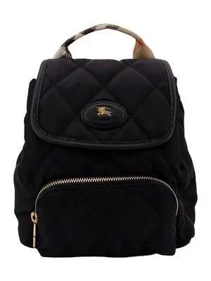 Burberry Mini Quilted Nylon Backpack With Leather Logo Patch - Black