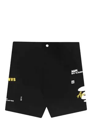 AAPE BY *A BATHING APE Moonface Logo-print Cargo Shorts - Neutrals