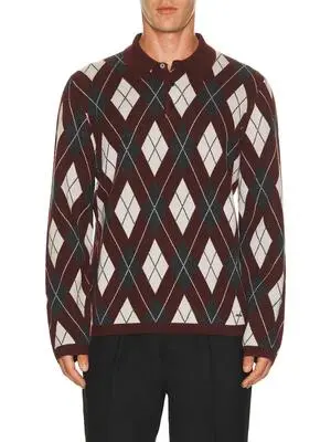 Simkhai Callum Cashmere Argyle Polo In Multi - Fig Multi