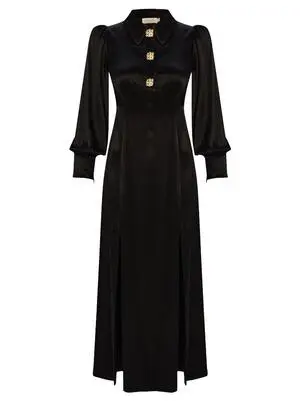EXQUISE Exquise Alivia Midi Dress With Button Detail And Slit