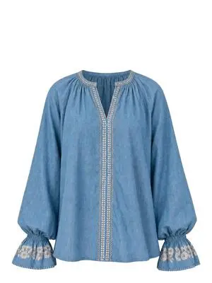 ADRIFT CLOTHING Adrift Clothing Robin Chambray Frill Blouse
