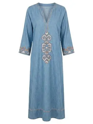 ADRIFT CLOTHING Adrift Clothing Sofia Chambray Bell Sleeve Midi Dress