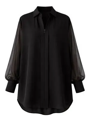 EXQUISE Arlene Chiffon Lined Blouse - Black