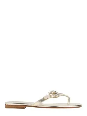 ROGER VIVIER Embellished Leather Flip Flops - Multicolor