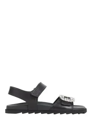 ROGER VIVIER Slidy Viv Strass Sandals - Black