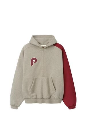 Fear Of God Essentials Phillies Raglan Half Zip Sport Hoodie Seal Heather Cabernet - Multicolor
