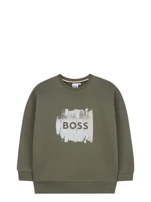 Hugo Boss Crew Neck Sweatshirt With Logo Detail - Khaki