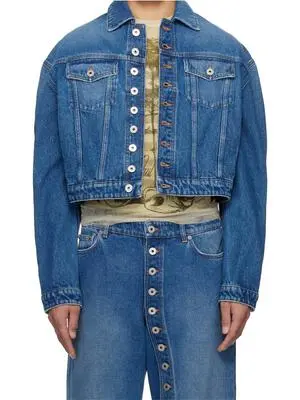 JEAN PAUL GAULTIER Cropped Denim Trucker Jacket - Blue