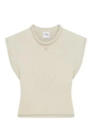 COURREGES Courrèges Cropped Knitted Tank Top Light Beige