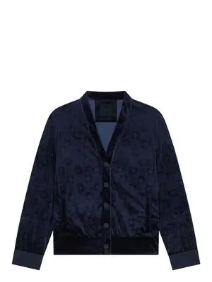 Givenchy Monogram Velvet Cardigan - Dark Blue