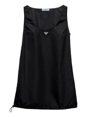 Prada Re-nylon Mini Dress With Enameled Logo - Black