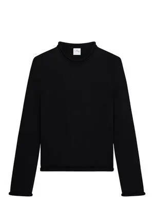 COURREGES Crew Neck Sweater With Embroidered Logo - Black
