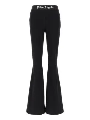 Palm Angels Logo Waistband Flared Leg Pants - Black