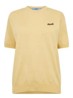 Prada Short-sleeved Knit Top Nude