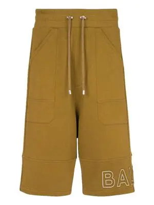 Balmain Reflective Logo Bermuda Shorts - Brown