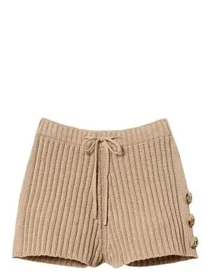 TWINSET Ribbed Knit Shorts With Button Detail - No