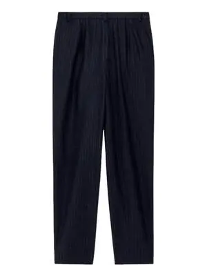Emporio Armani Pinstripe Wool Blend Tailored Pants - Blue